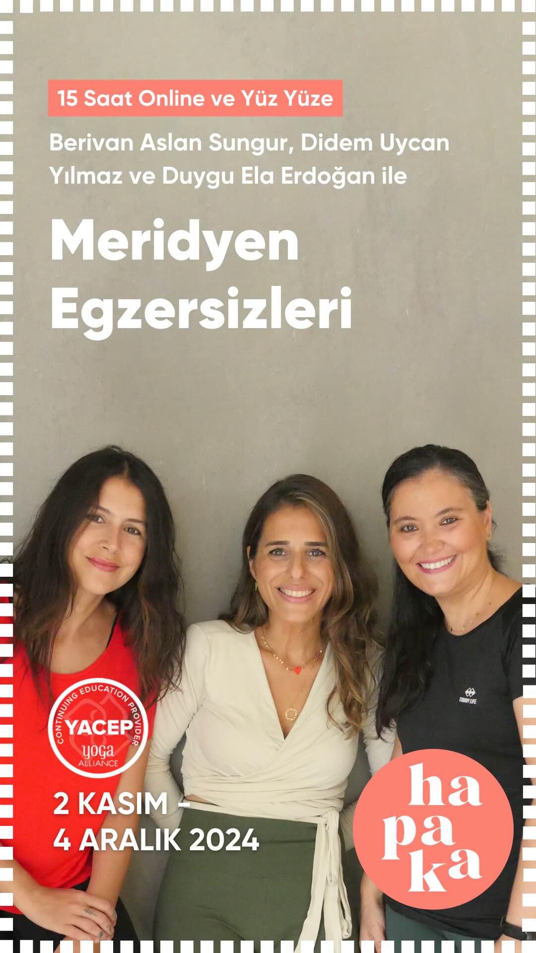 MERİDYEN EGZERSİZLERİ – Yüz yüze ve Online - Kasım 2024
